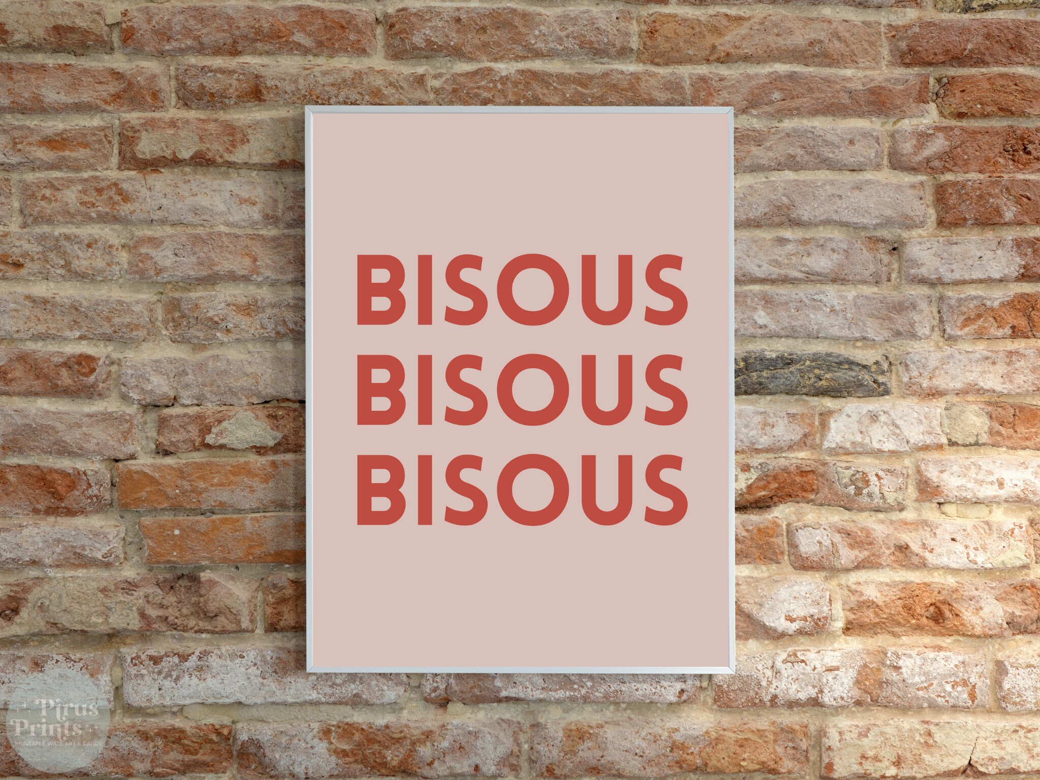 Bisous Printable Wall Art French Poster Dusty Pink French - Etsy