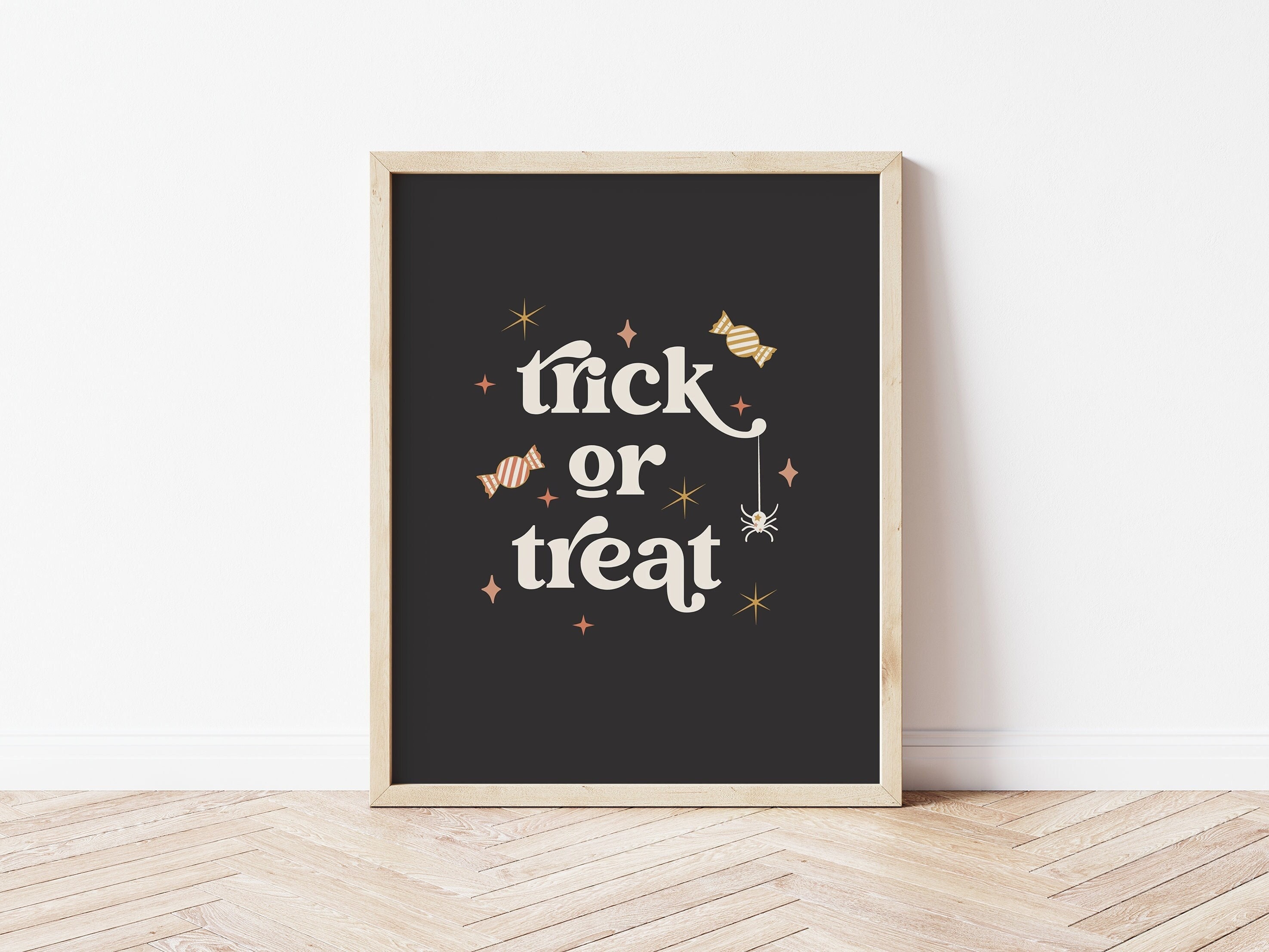 Trick or Treat Print, Halloween Printable Decor, Trick or Treat ...