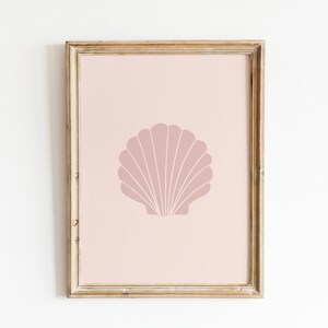 Pink Sea Shell Print, Beach Shell Printable Wall Art, Danish Pastel ...