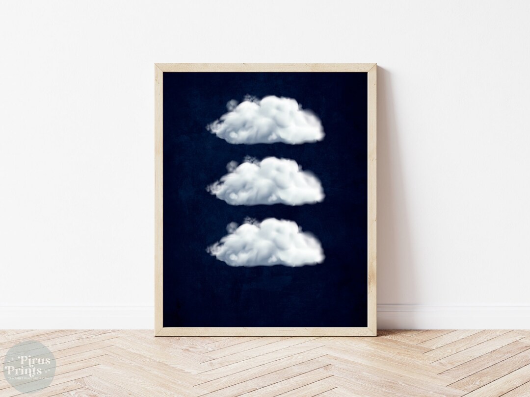 Blue Cloud Print, Printable Abstract Wall Art, Maximalist Decor, Dark ...