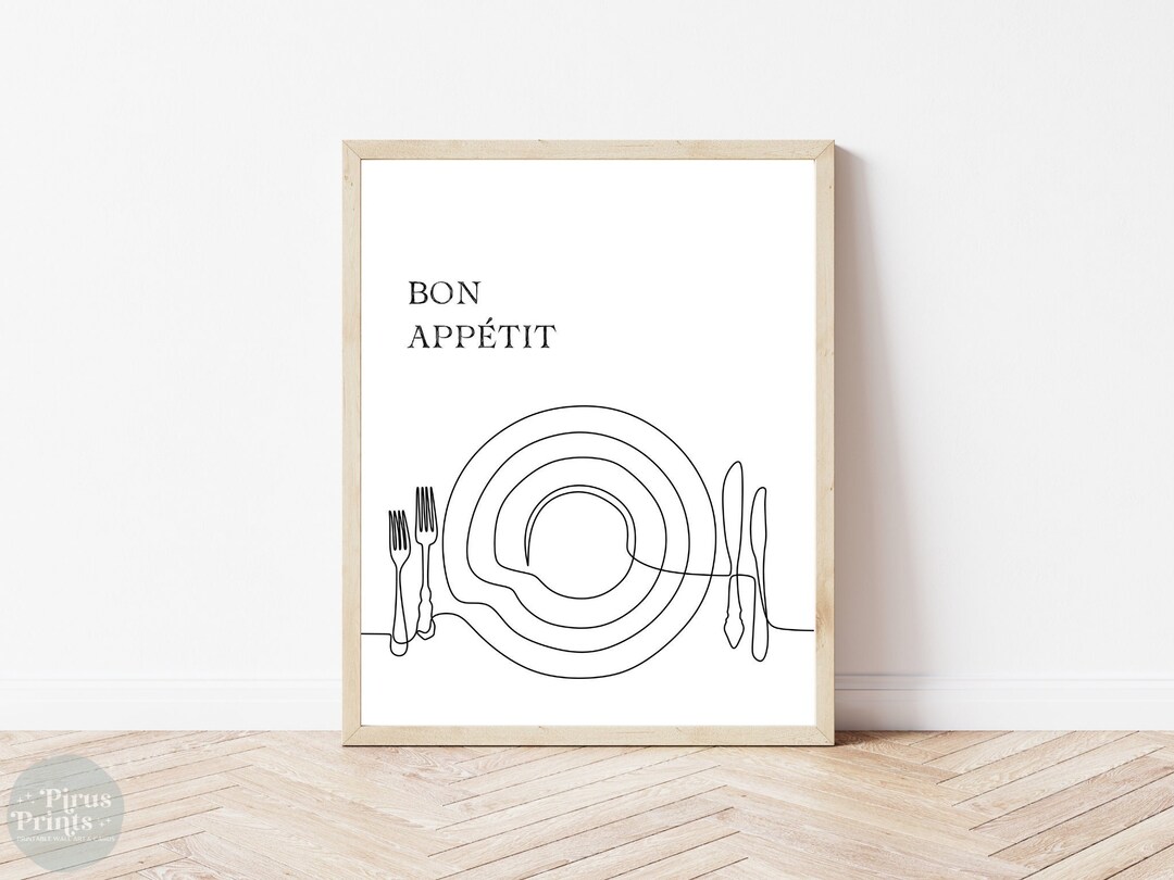 Bon Appetit Line Art Print, Kitchen Dining Decor (digital Download) - Etsy