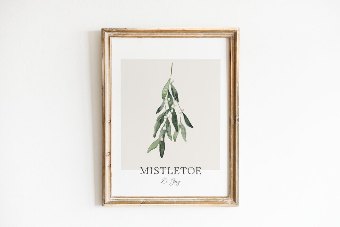 Mistletoe Print, Printable New Year Wall Art, Watercolor Mistletoe Wall ...