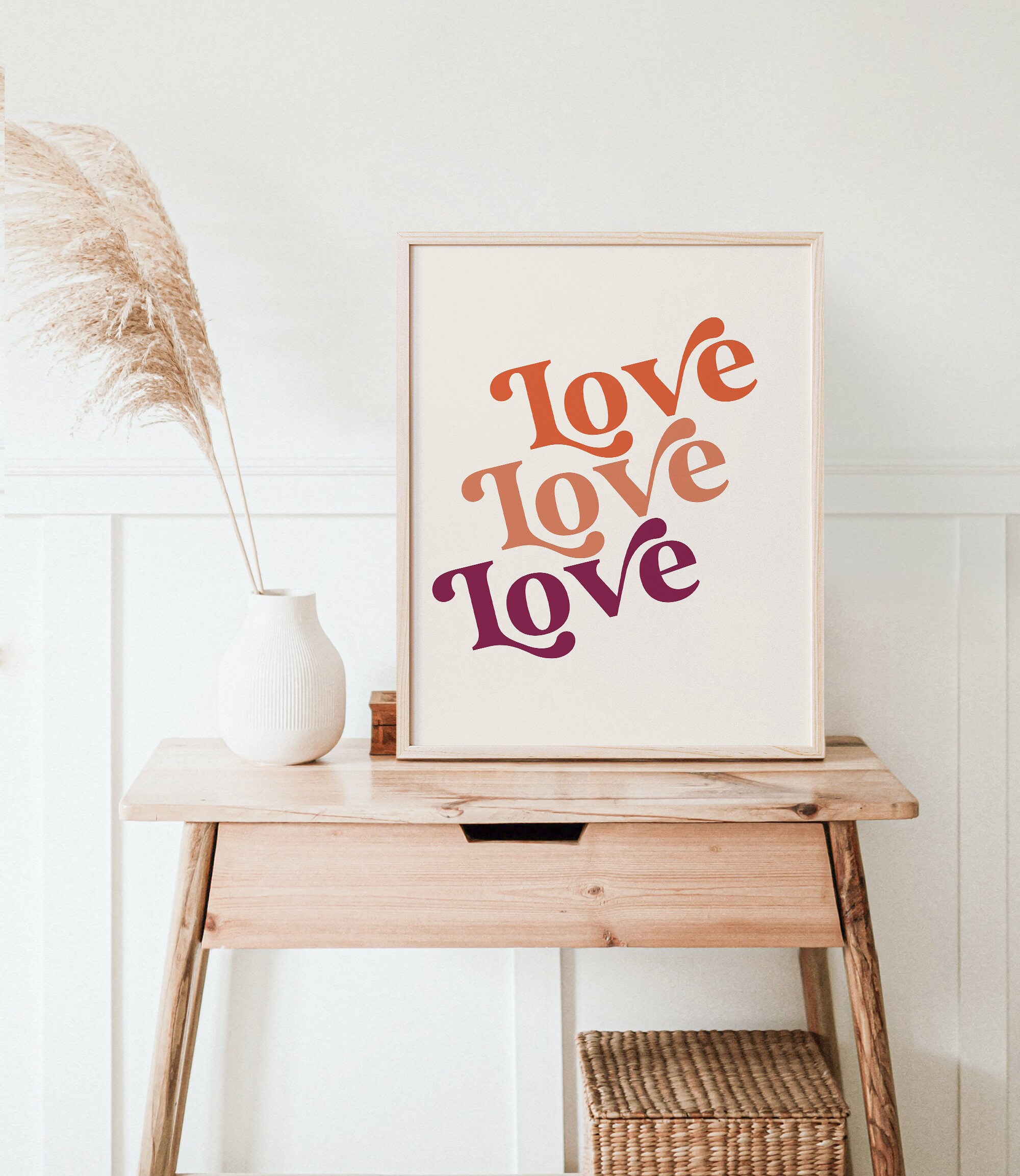 Love Print, Printable Valentine's Day Decor, Boho Valentines Day Wall ...