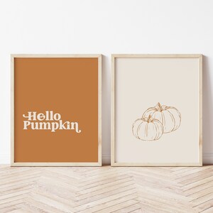Pumpkin Wall Art, Printable Fall Decor, Neutral Fall Prints, Minimal ...