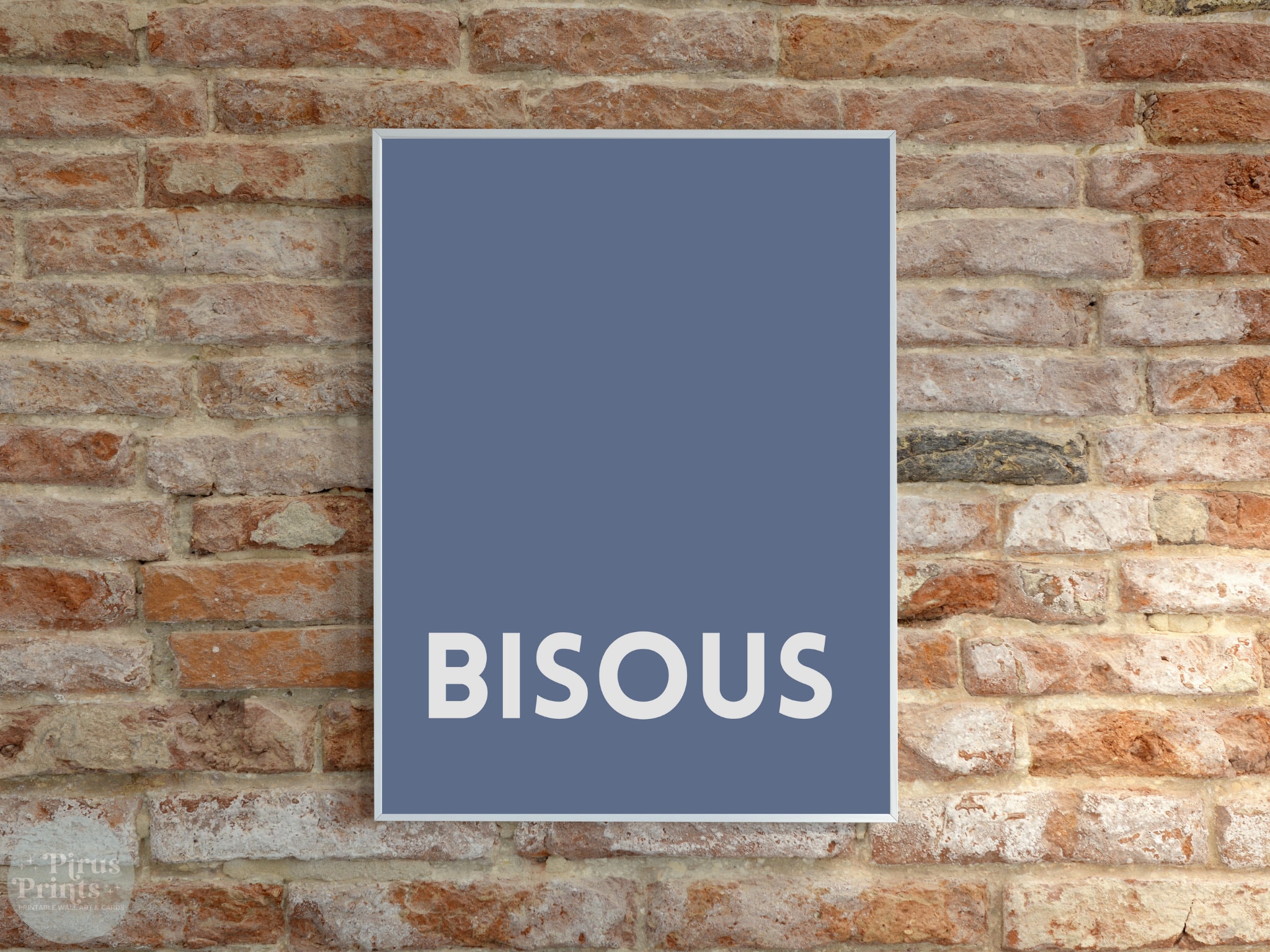 Blue Bisous Print French Printable Wall Art Bold Typography - Etsy