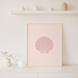 Pink Sea Shell Print, Beach Shell Printable Wall Art, Danish Pastel ...
