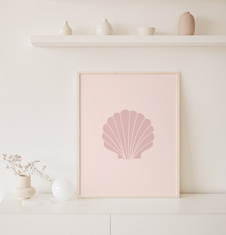 Pink Sea Shell Print Beach Shell Printable Wall Art Danish - Etsy