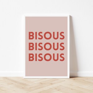 Bisous Printable Wall Art, French Poster, Dusty Pink French Print ...