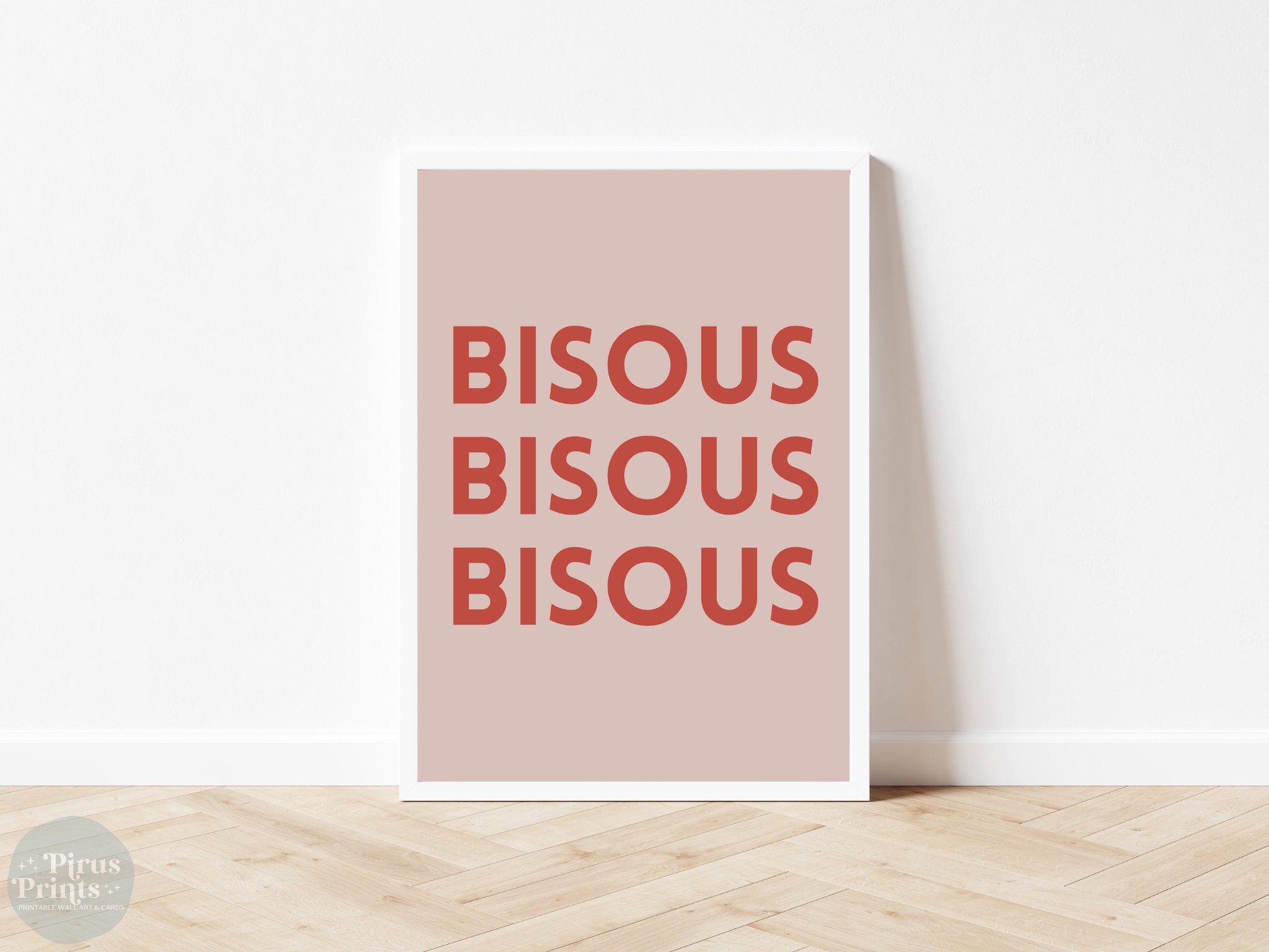 Bisous Printable Wall Art French Poster Dusty Pink French - Etsy