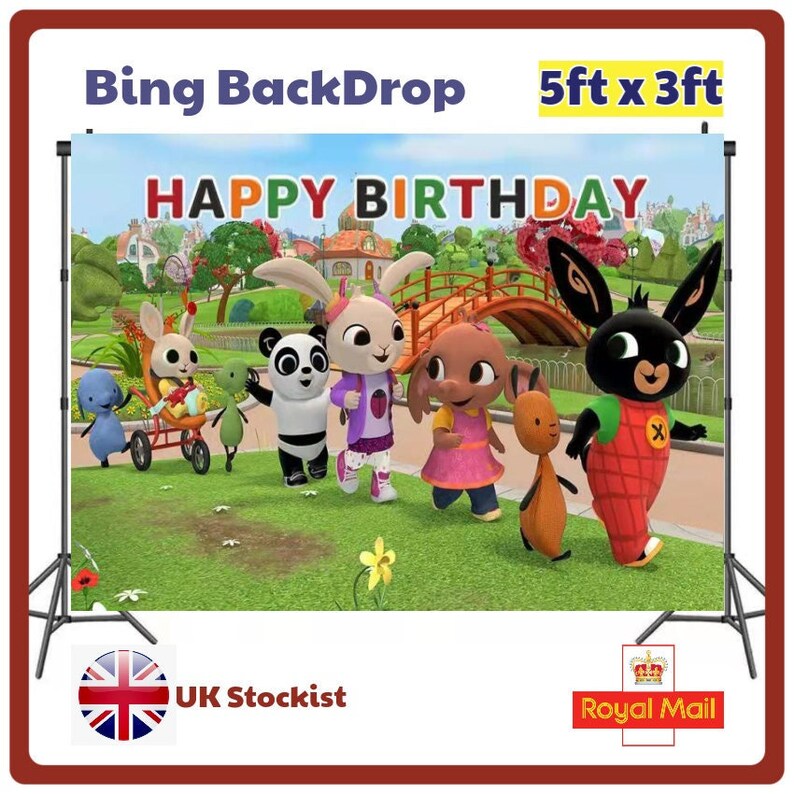 Bing Happy Birthday Backdrop Banner Background Cartoon Vinyl | Etsy