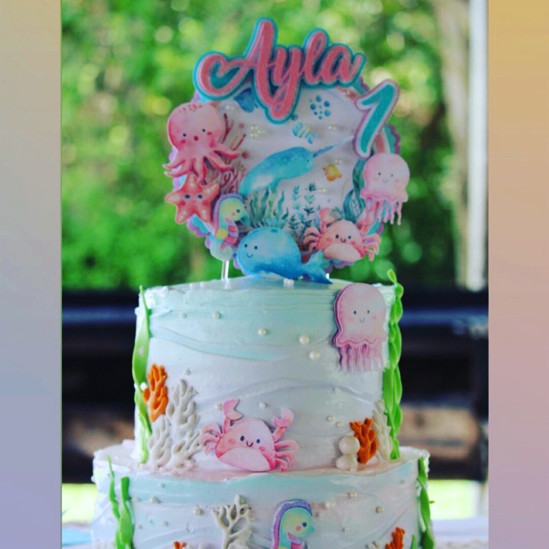 Sea Cake Topper // Watercolor - Etsy
