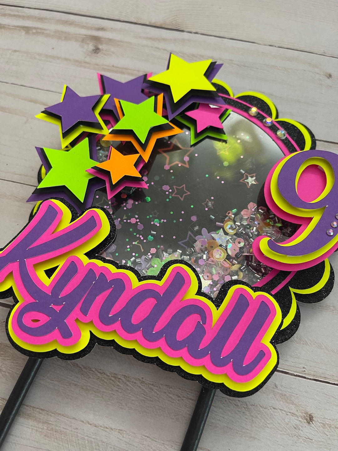 Star Neon Cake Topper/ Neon Theme Birthday Party/ Neon Star Party ...