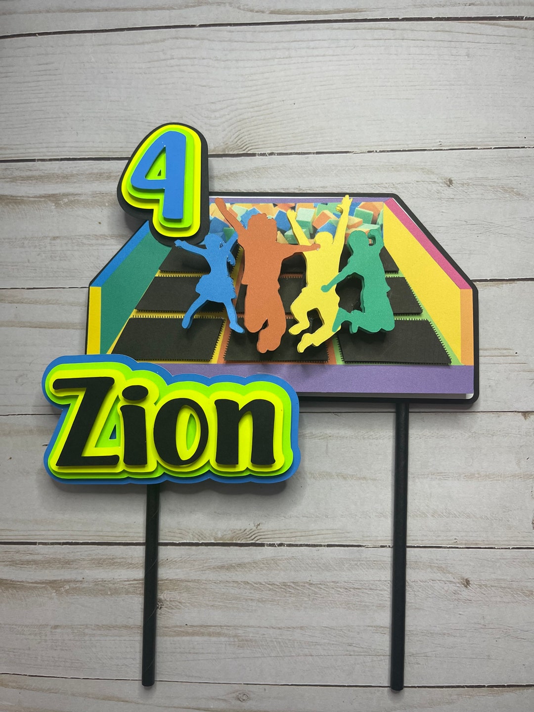Trampoline Neon Cake Topper - Etsy