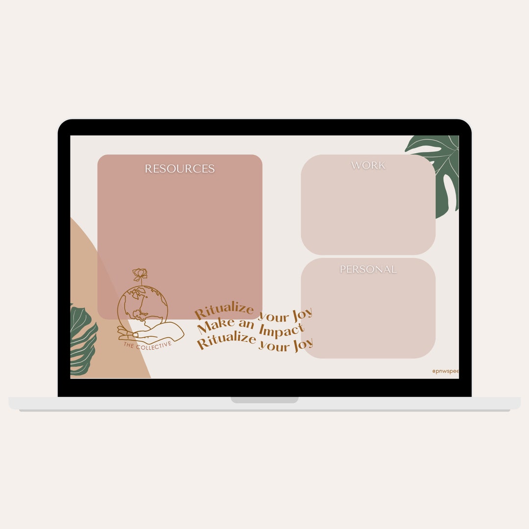 Digital Set of 2 Organizational Desktop Wallpaper, Minimalist Boho ...