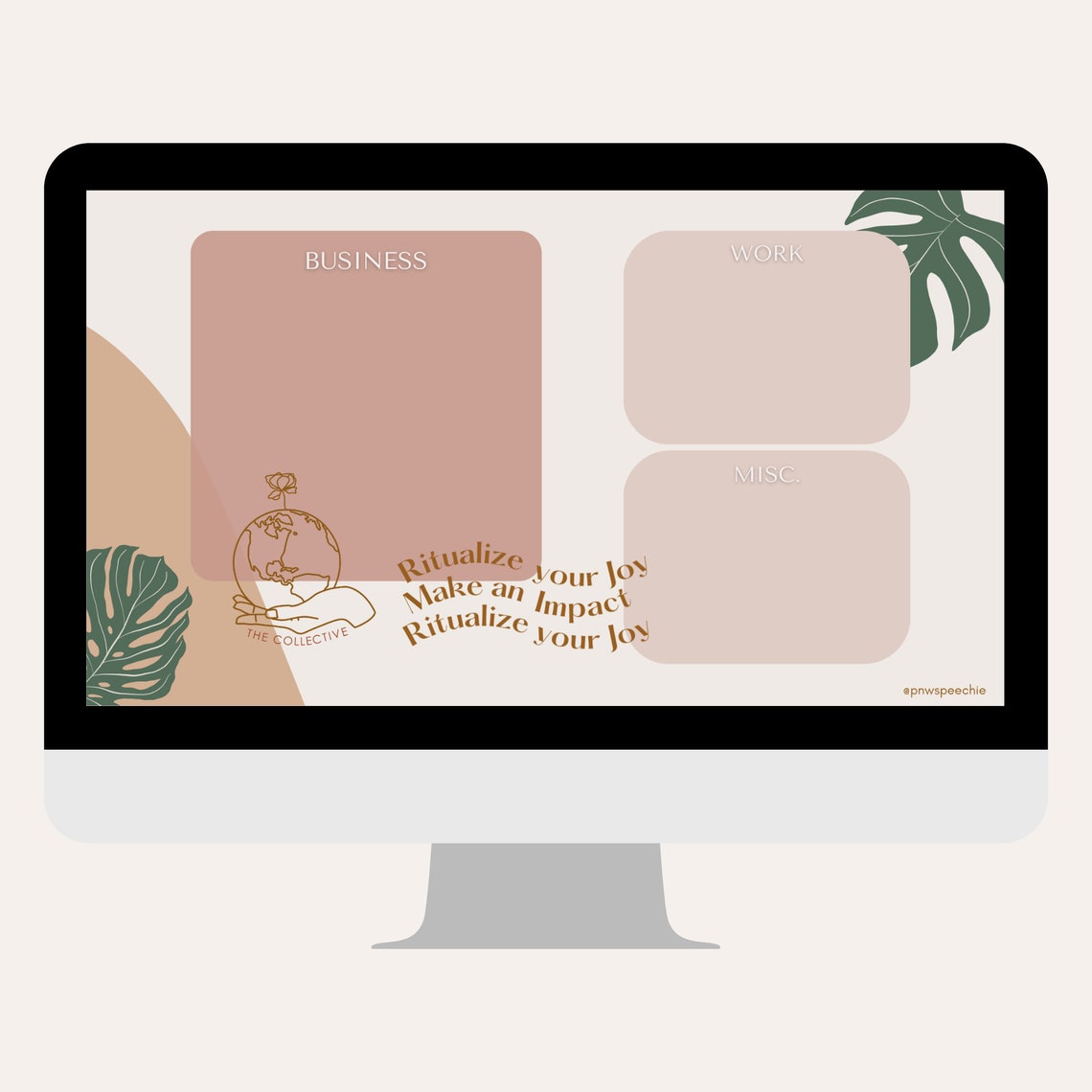 Digital Set of 2 Organizational Desktop Wallpaper, Minimalist Boho ...