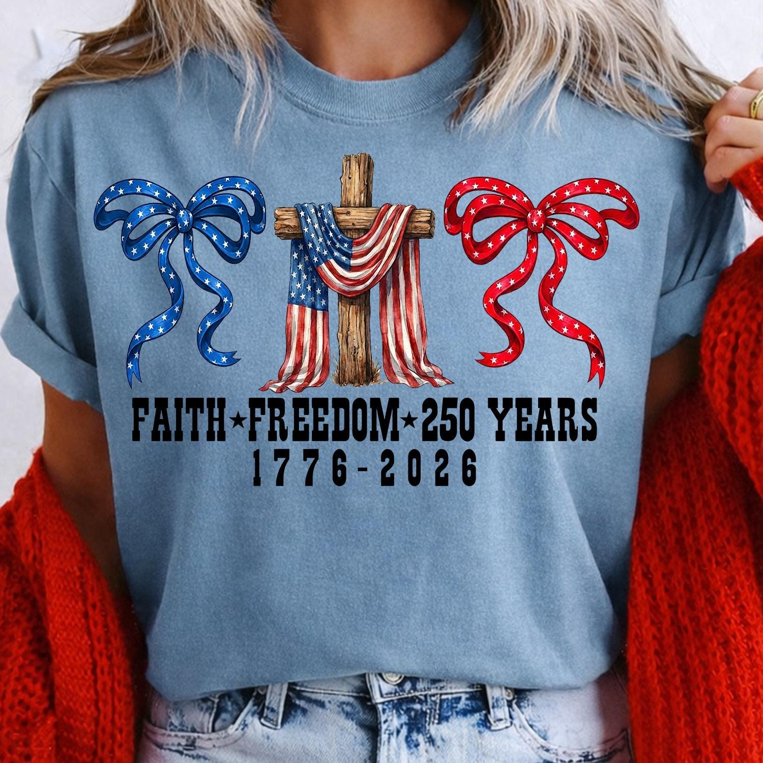 Faith Freedom 250 Years PNG, Christian Patriotic Cross Design, Jesus ...