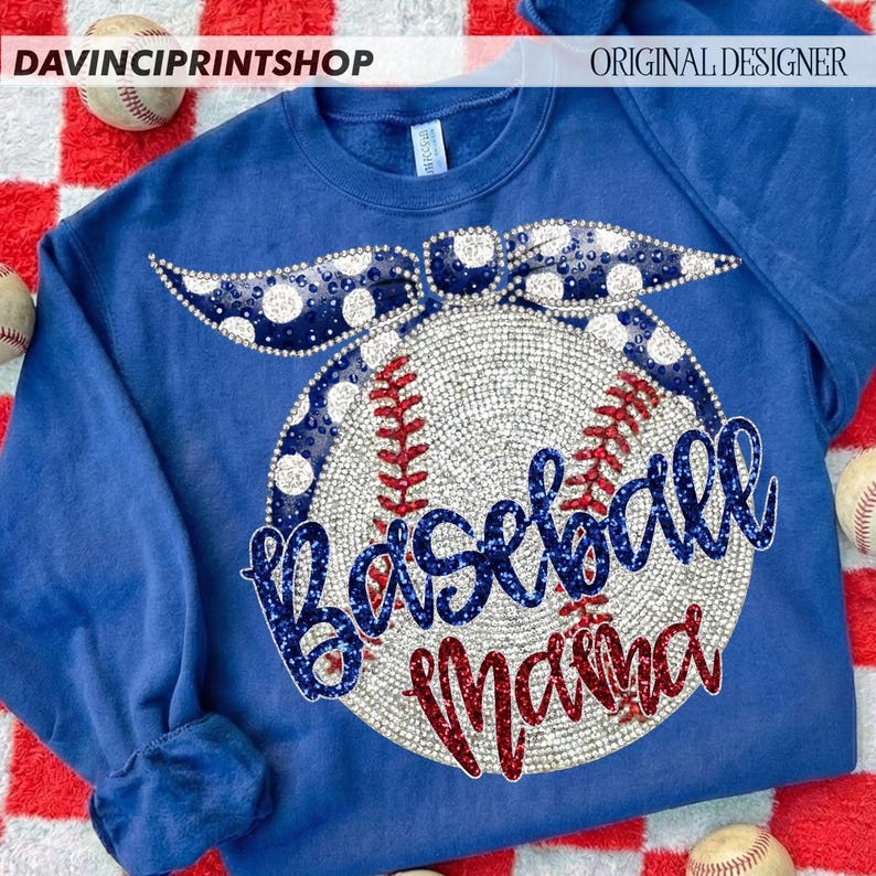 Faux Rhinestone Baseball Mama PNG Design, Game Day Season Png, Faux ...
