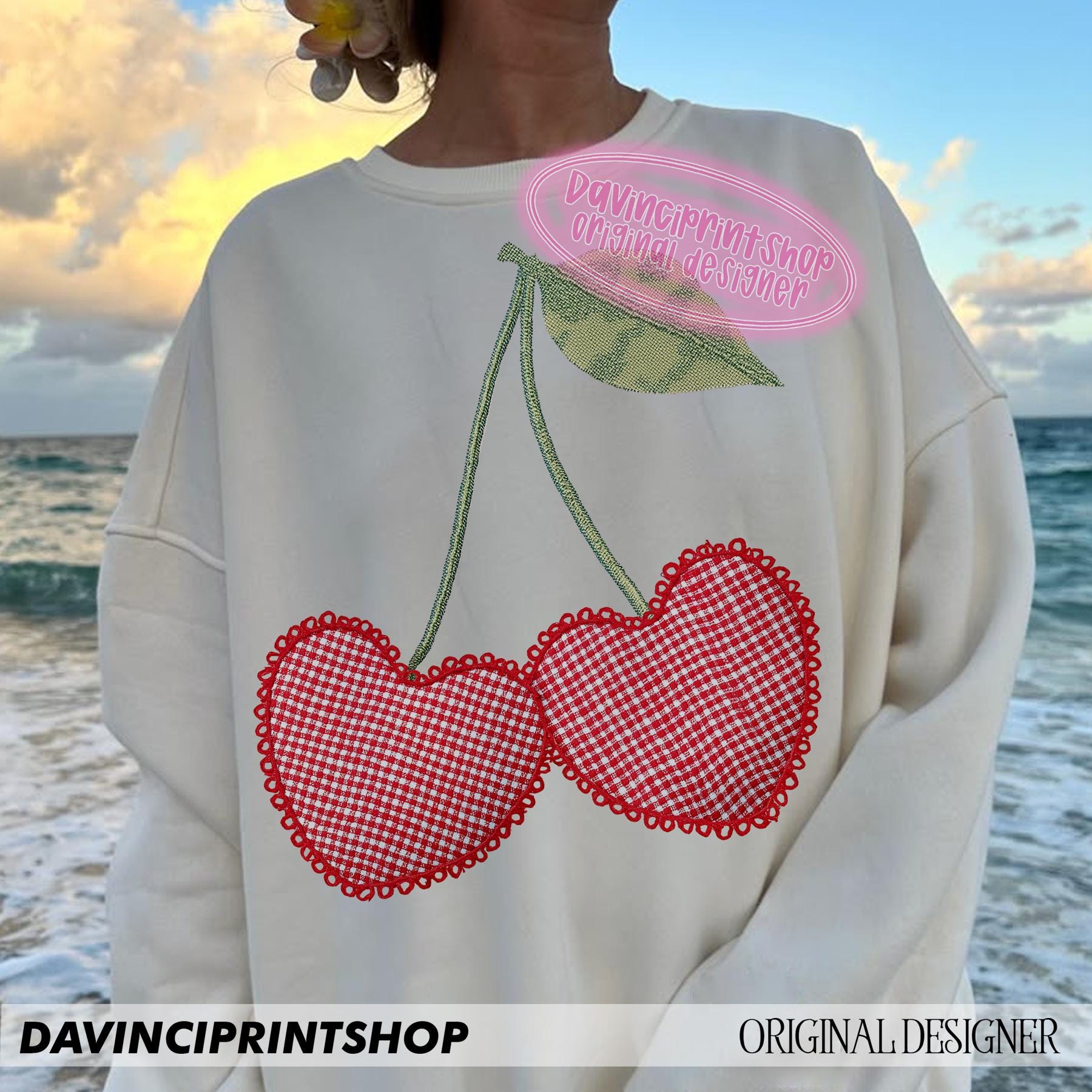 Preppy Trendy Patchwork Cherry Png, Cute Aesthetic Design, Cherries Png ...