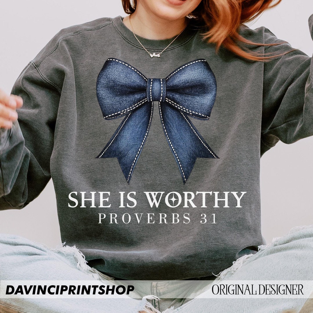 She is Worthy Bow PNG, Women's Christian Png, Christian Coquette ...