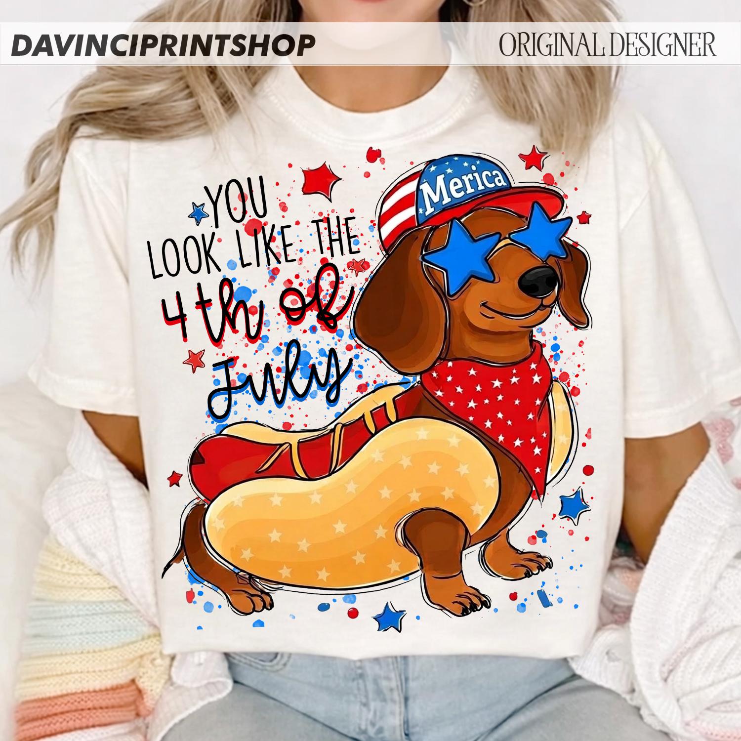 Dachshund 4th of July PNG, Hot Dog Dog Patriotic PNG, Funny Wiener Dog ...
