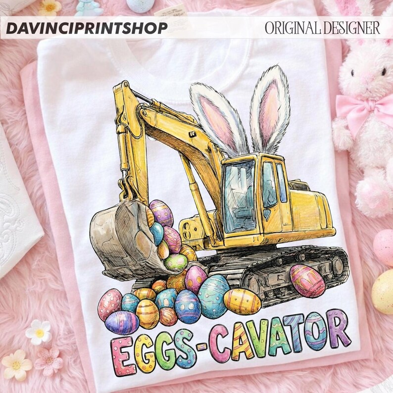 Eggs-cavator Png, Retro Kids Easter Shirt Png, Funny Kids Easter ...