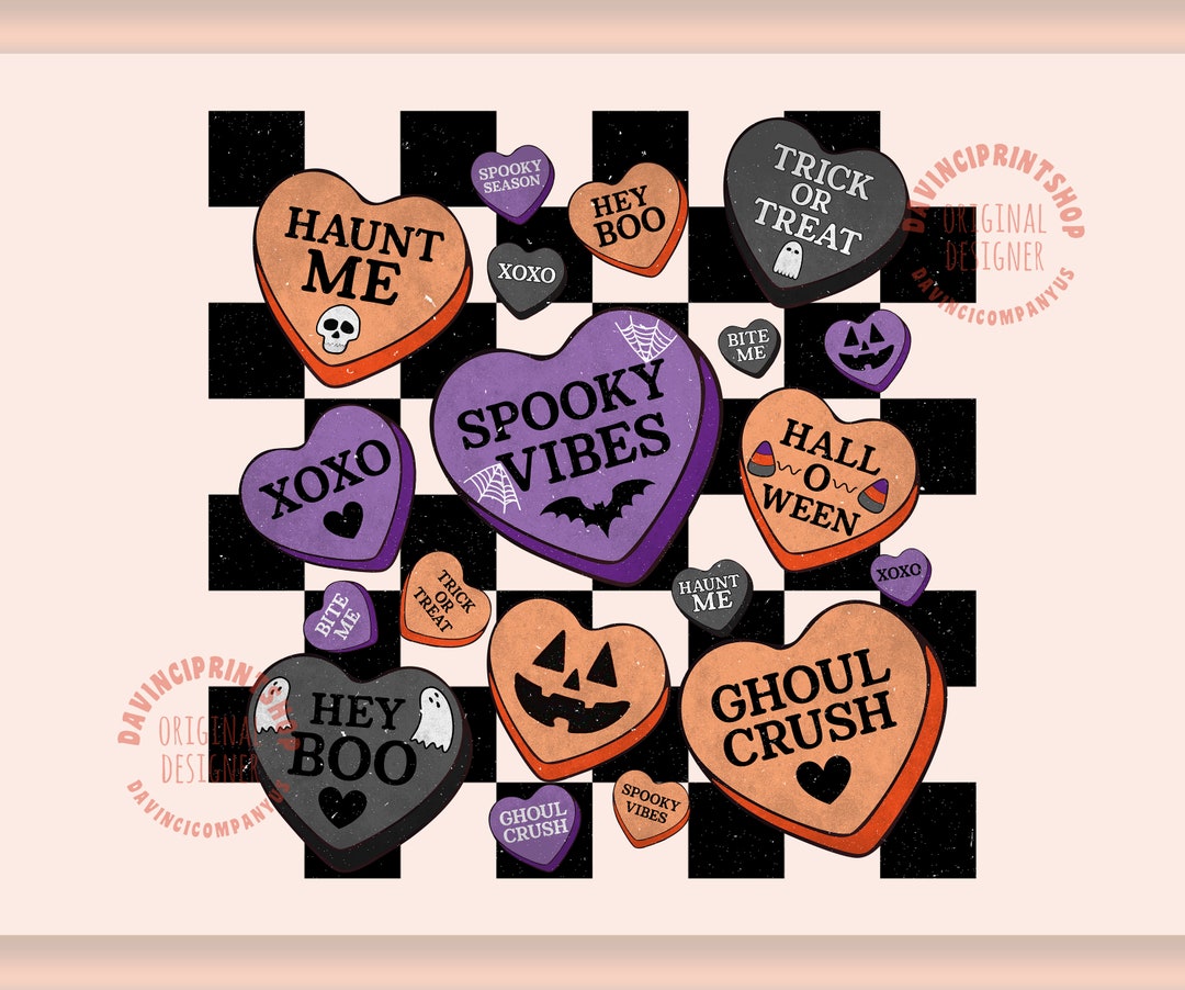 3 Files, Halloween Candy Hearts Spooky Vibes Png, Halloween Shirt Png ...
