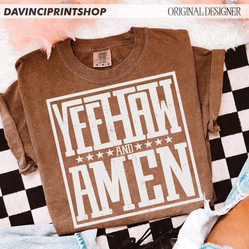 Yeehaw and Amen PNG, Western Christian Shirt Design, Cowboy Faith Retro ...