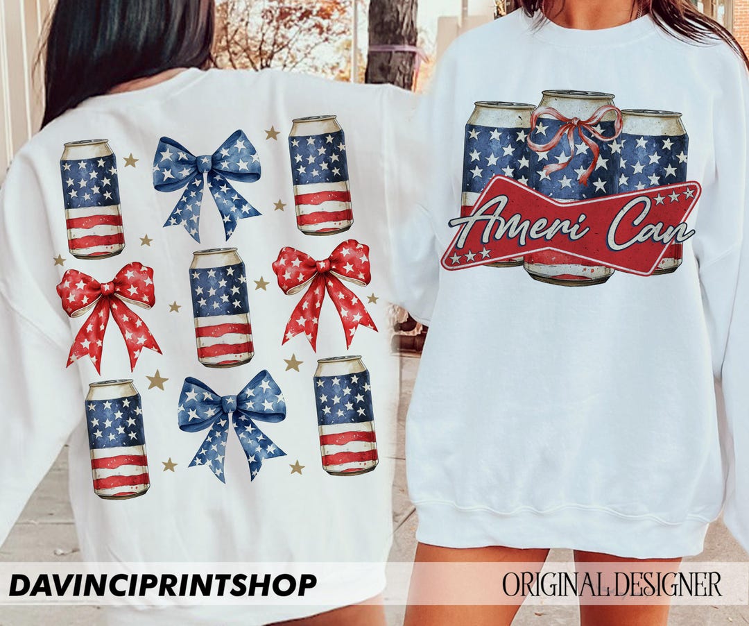 Ameri Can Png, Retro 4th of July Png, Coquette Bow America Png, America Png, Patriotic Png, USA ...