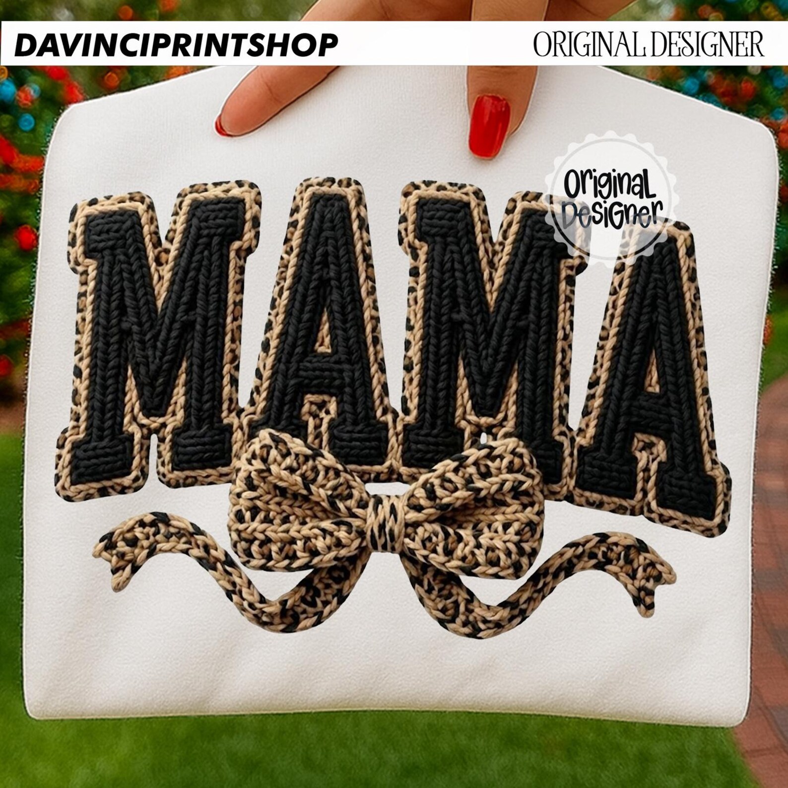 Faux Yarn Mama Leopard Bow PNG, Leopard Mama Png, Digital Download - Etsy