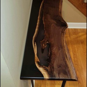 Black Walnut / Black Epoxy - Live Edge River Entry Table - Etsy