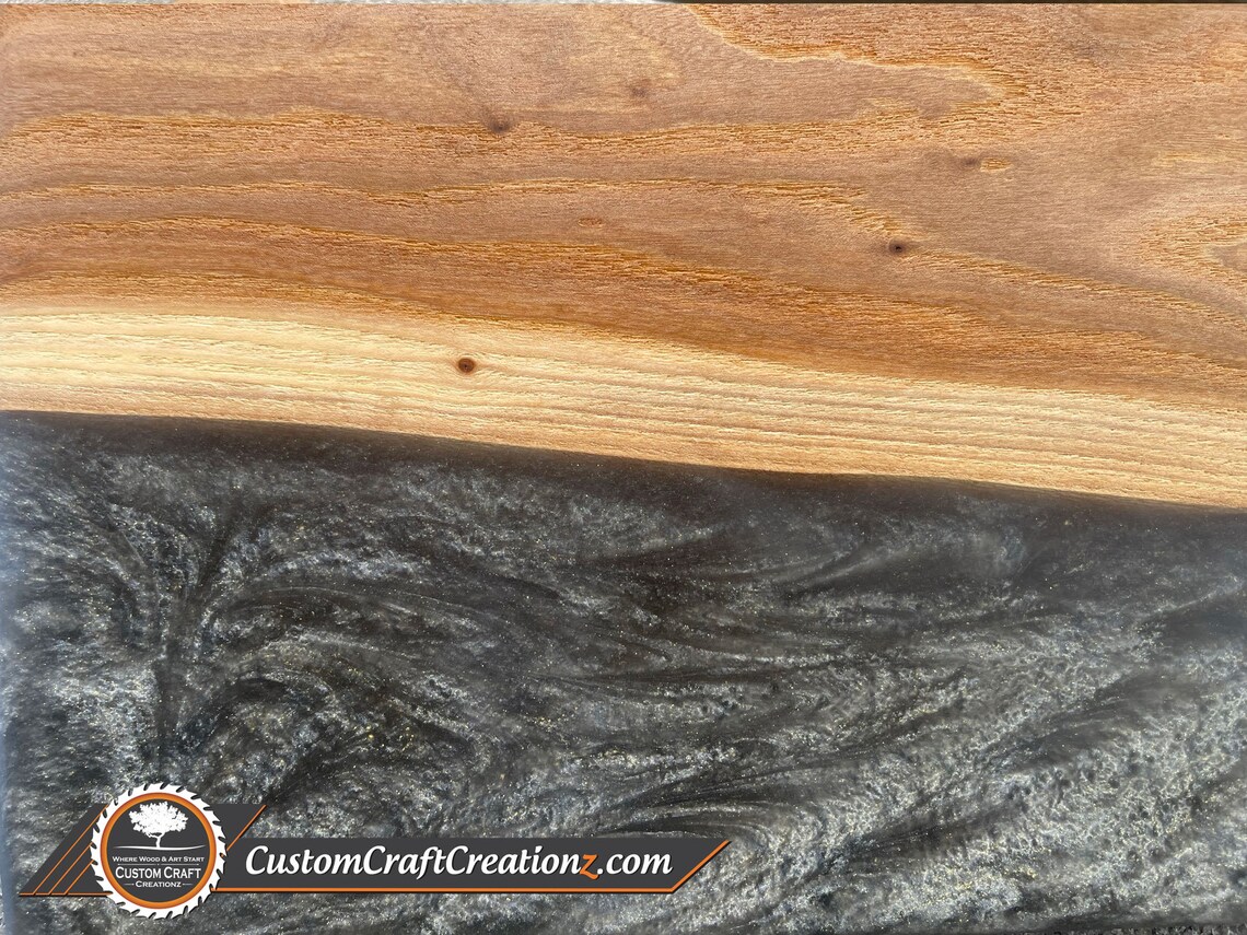 STANDARD: Cherry / Sumi Black and Taba Gold Pearl Epoxy Serving Board ...