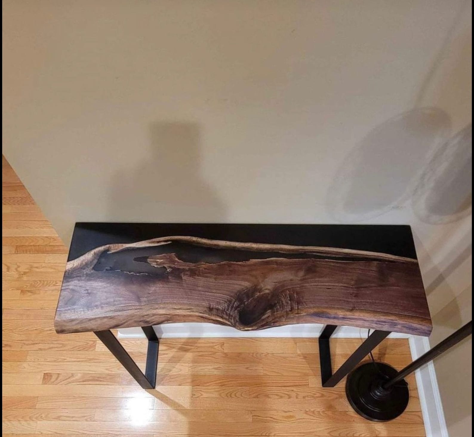 Black Walnut / Black Epoxy - Live Edge River Entry Table - Etsy