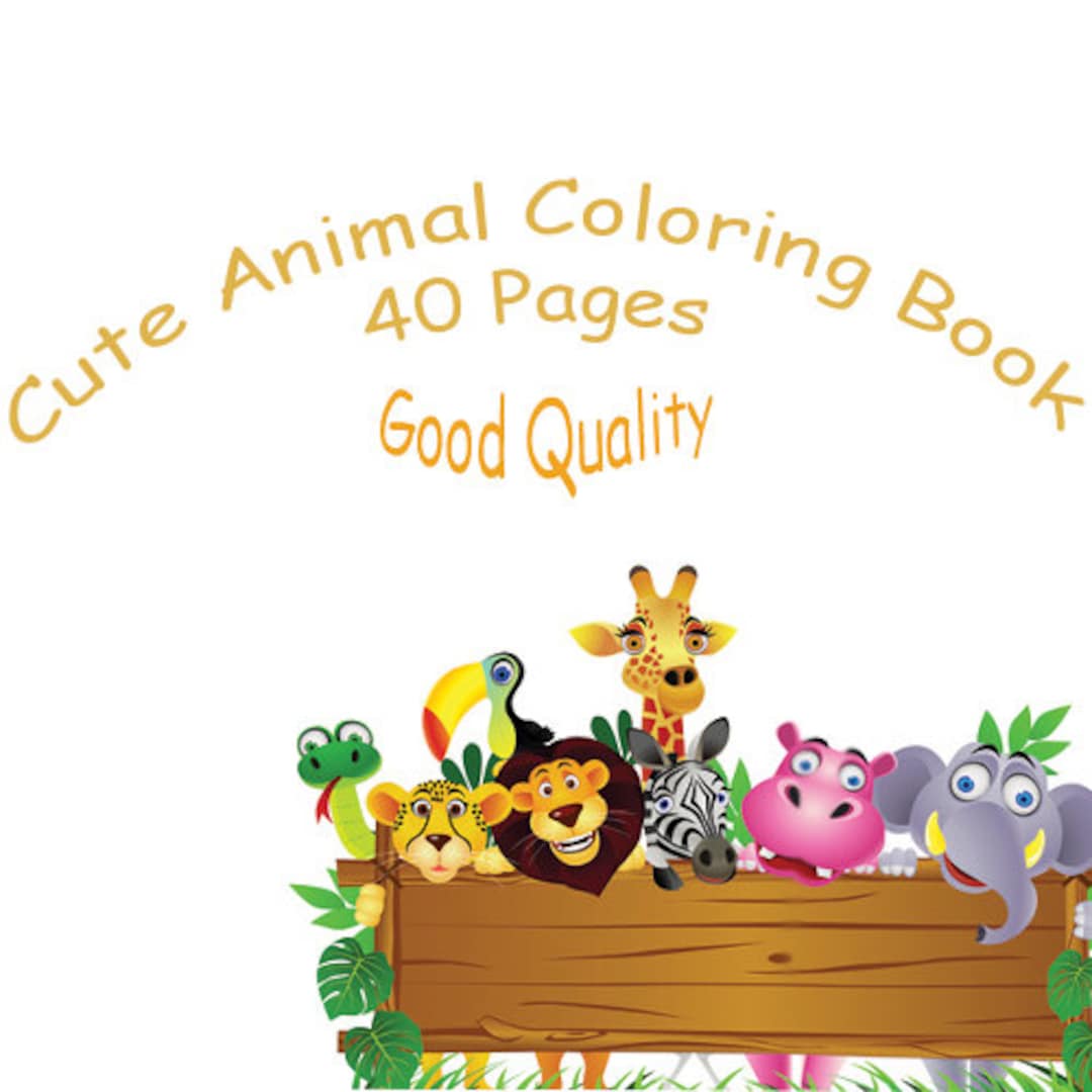 Cute Animal Coloring Pages- 40 Page Coloring Book With Cover - Etsy