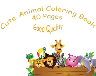 40 Page Cute Animal Coloring Book - Etsy