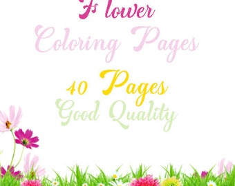 40 Page Flower Coloring Book - Etsy