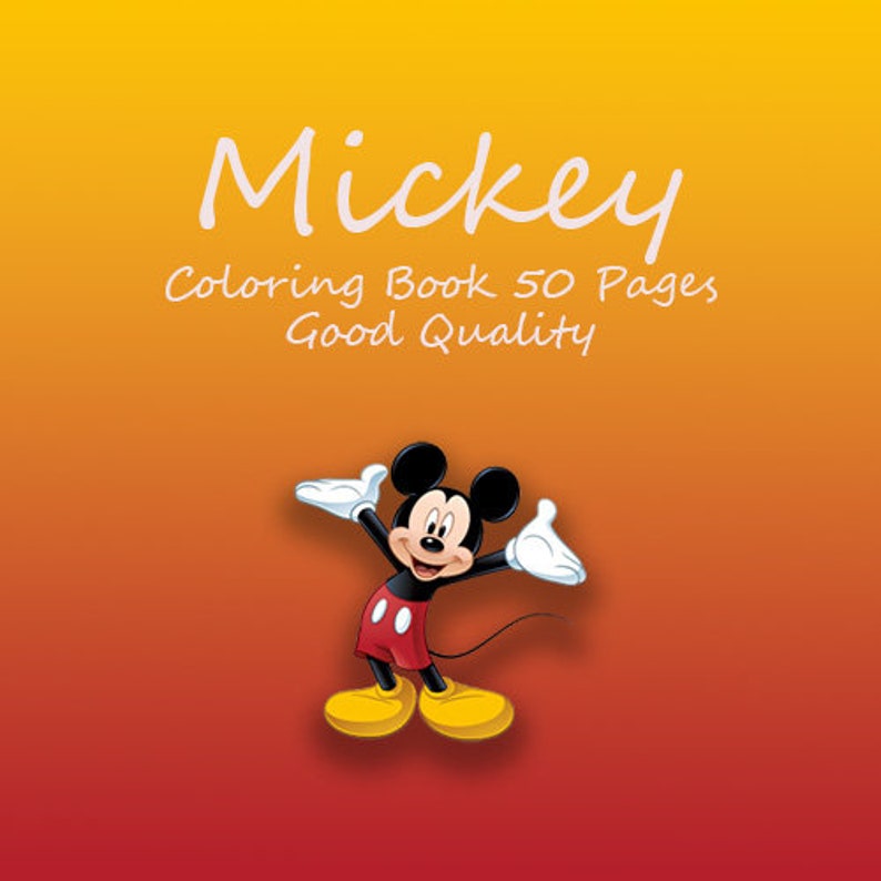 Mickey Mouse Coloring Pages- 50 Page Coloring Book With Cover - Etsy