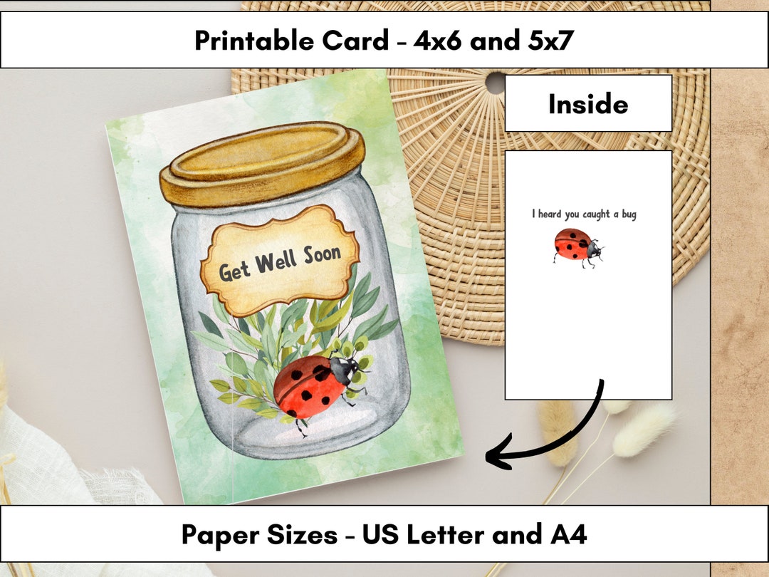 Funny Get Well Soon Card Printable, Digital Download, 4x6 and 5x7 Sizes ...