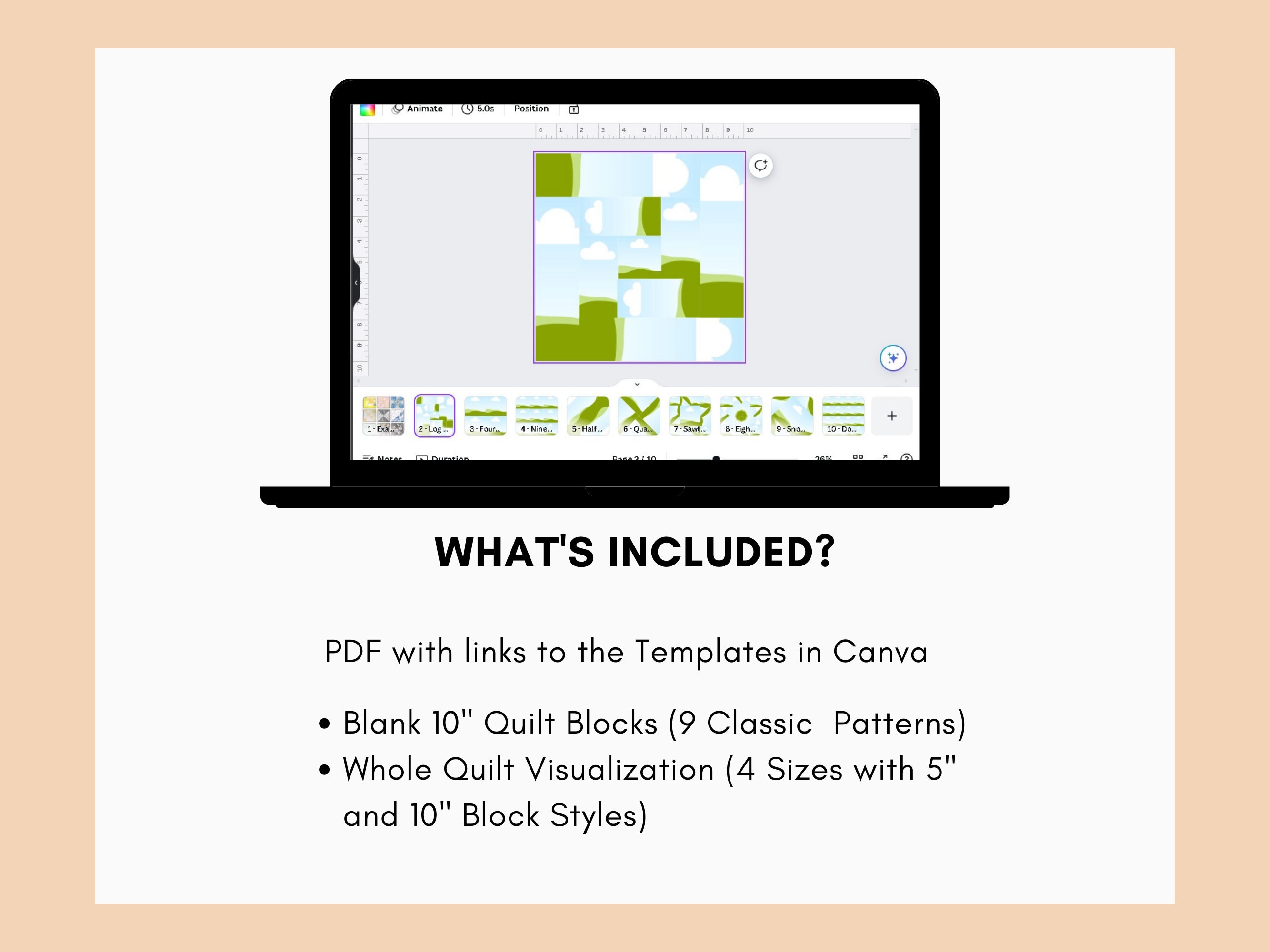 Canva Quilt Visualization Templates, Editable Blank Template, Classic ...