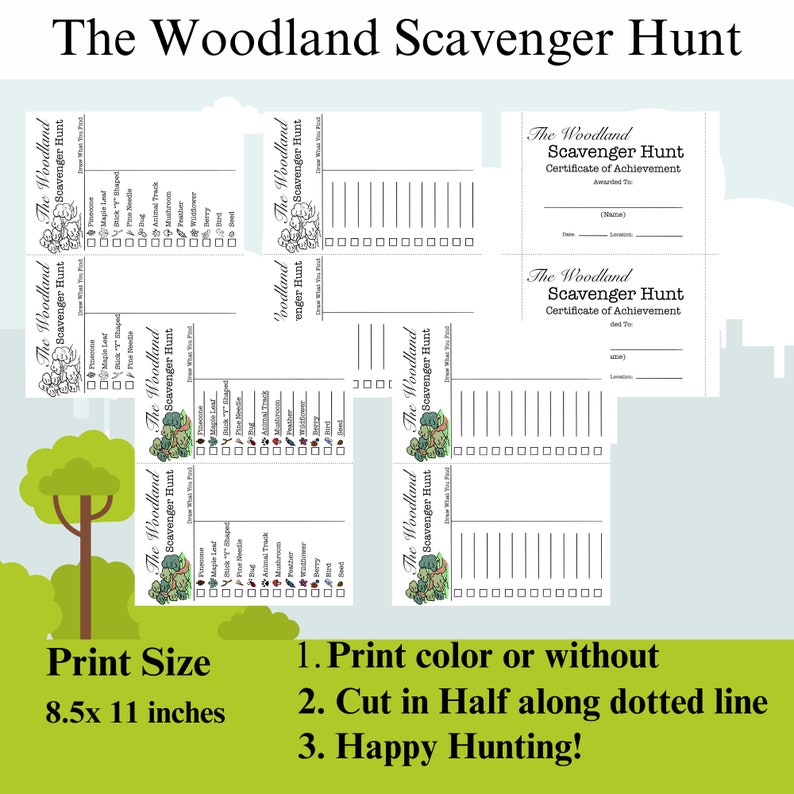 Woodland Scavenger Hunt Printable, Discovery and Explore Activities ...