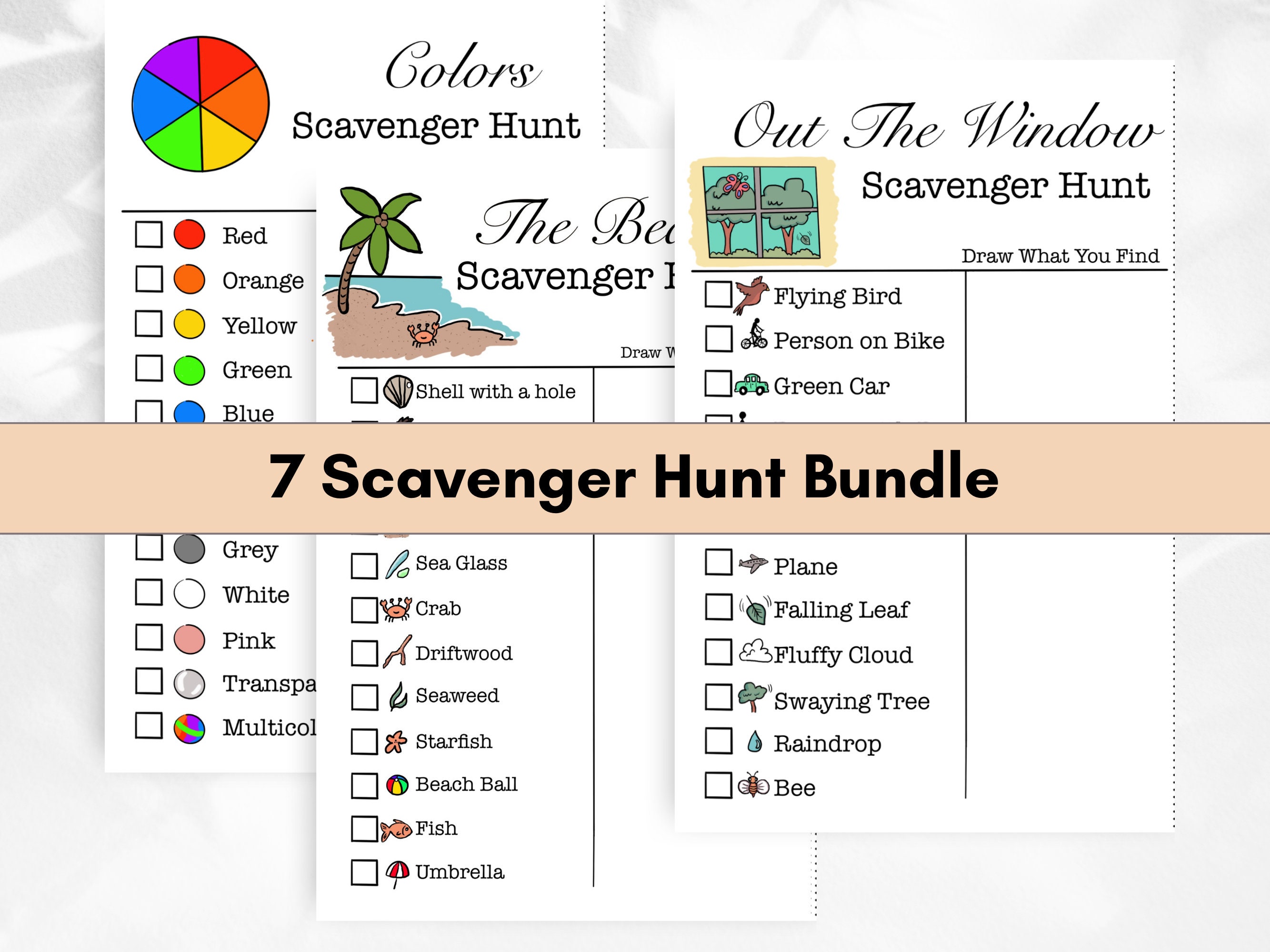 Printable Kids Scavenger Hunt Bundle: 7 Adventures, Certificates ...