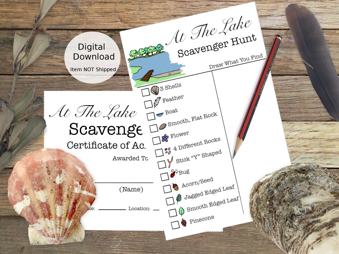 Lake Adventure Scavenger Hunt: Printable Half-page Activity for Kids ...