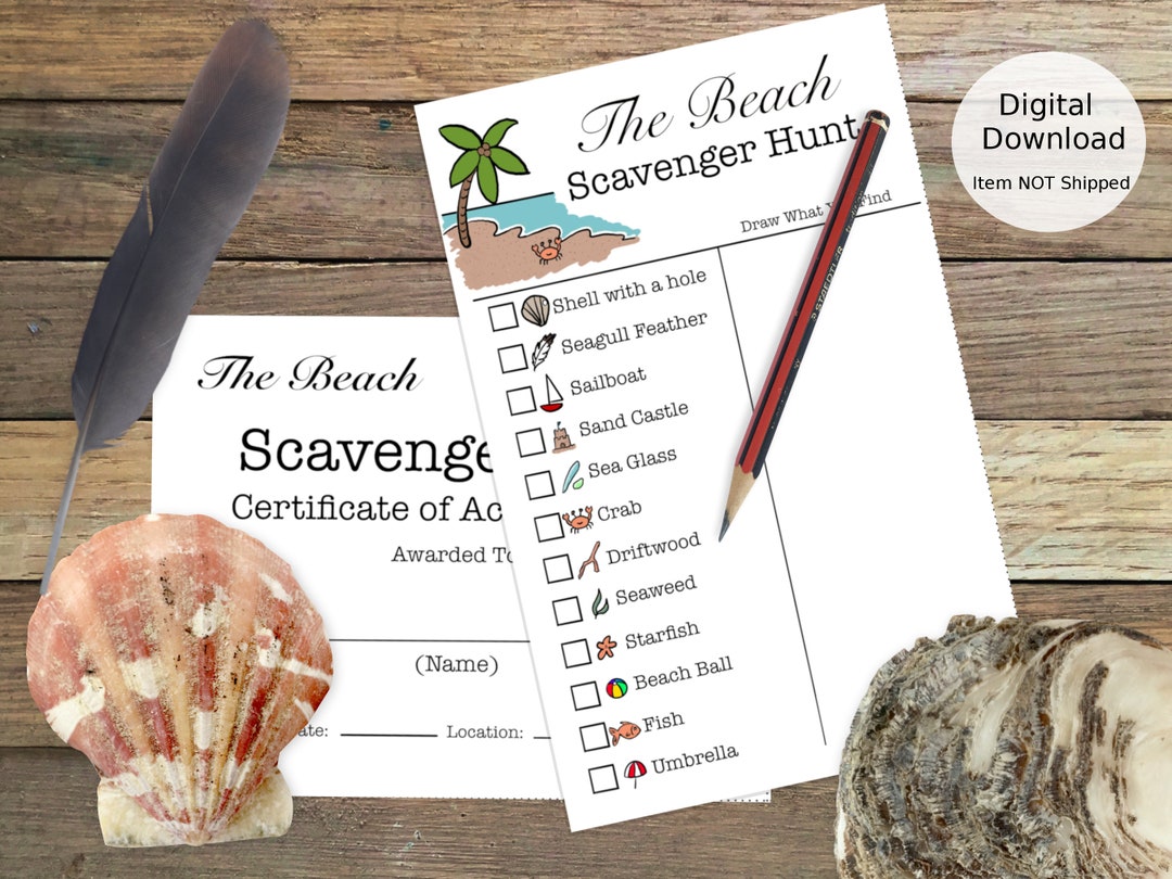 Beach Scavenger Hunt Printable, Half Page, Kid's Learning Activity ...