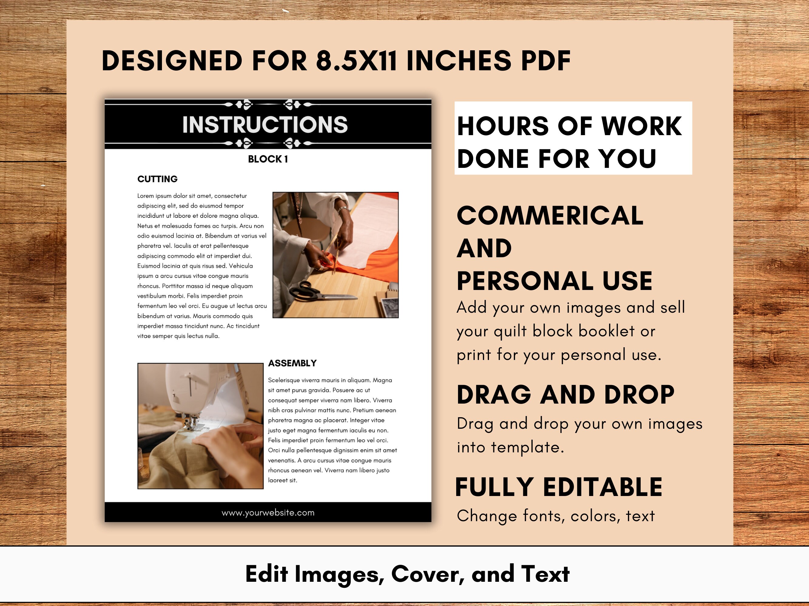 Quilt Block Booklet Template: Customizable Canva Ebook (digital ...