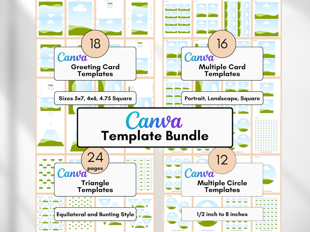 Canva Card Template Bundle: Printable Blank Layouts (instant Download ...