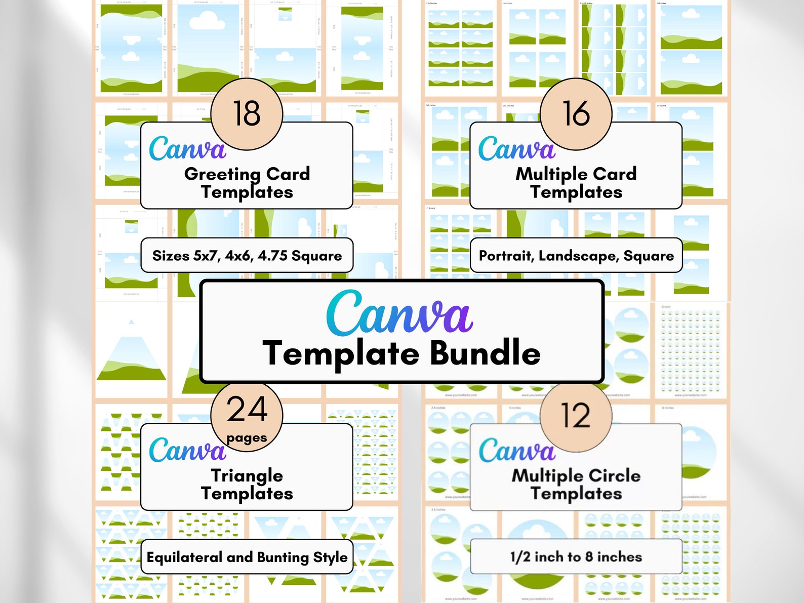 Canva Card Template Bundle: Printable Blank Layouts (instant Download ...