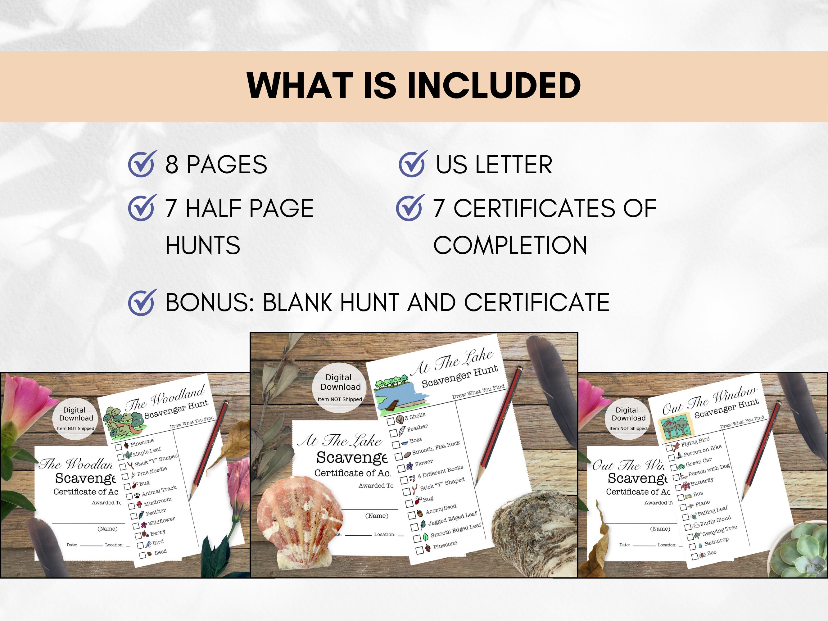Printable Kids Scavenger Hunt Bundle: 7 Adventures, Certificates ...