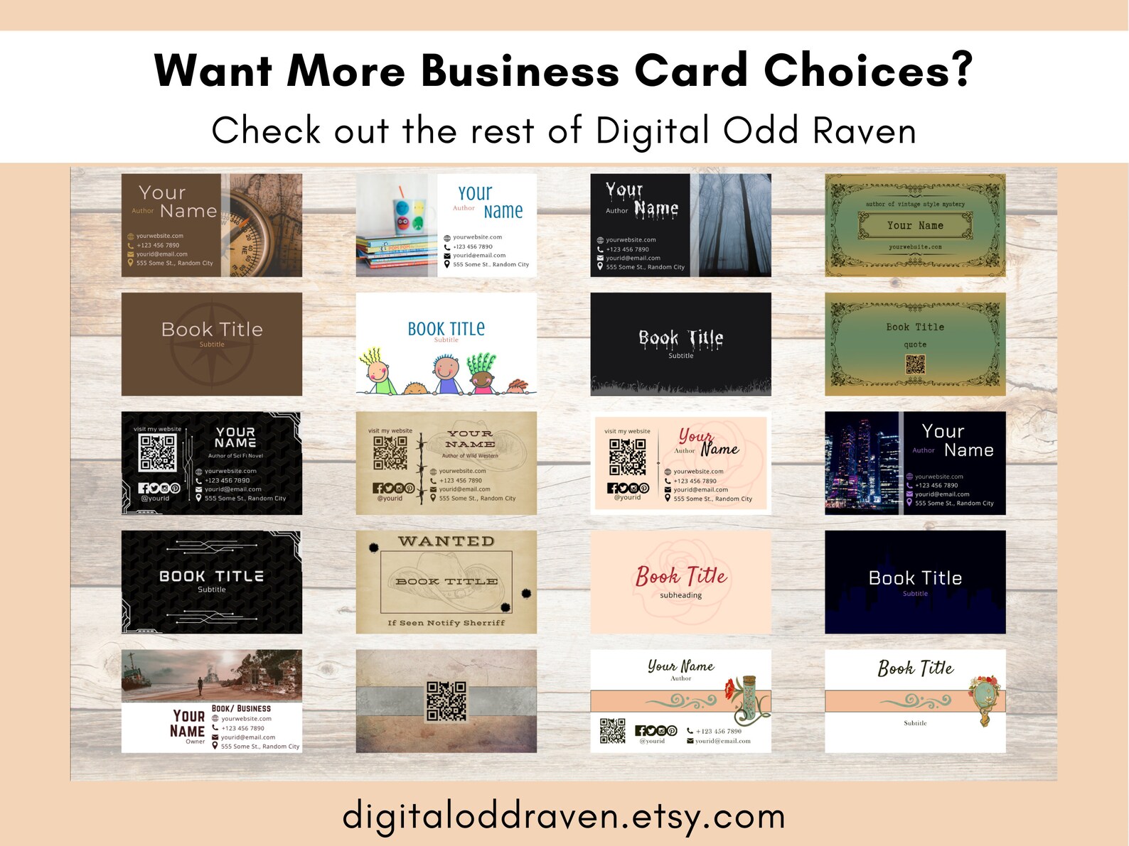 Customizable Thriller Horror Business Card Template With QR Code, 3.5x2 ...