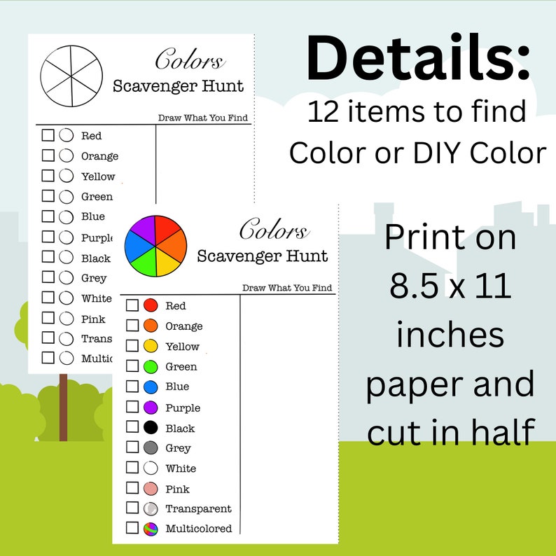 Color Scavenger Hunt Printable, Discovery and Explore Activities ...