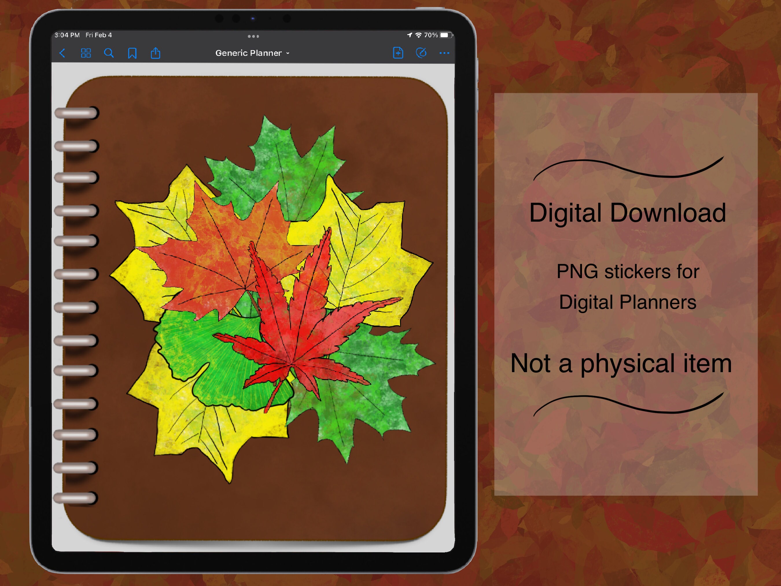 Fall Leaves Digital Stickers for Goodnotes, Plant Clip Art, DOR, Maple ...
