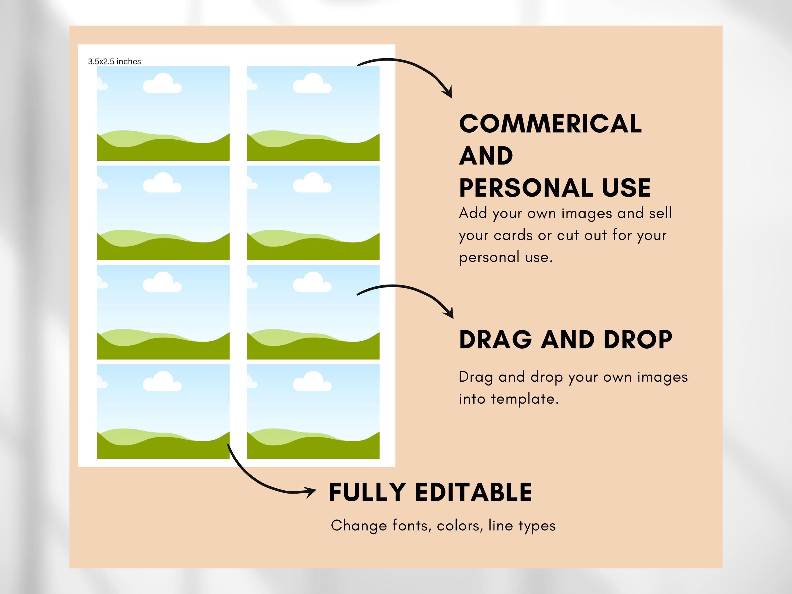 Canva Drag and Drop Multiple Card Template, Editable Blank Templates ...